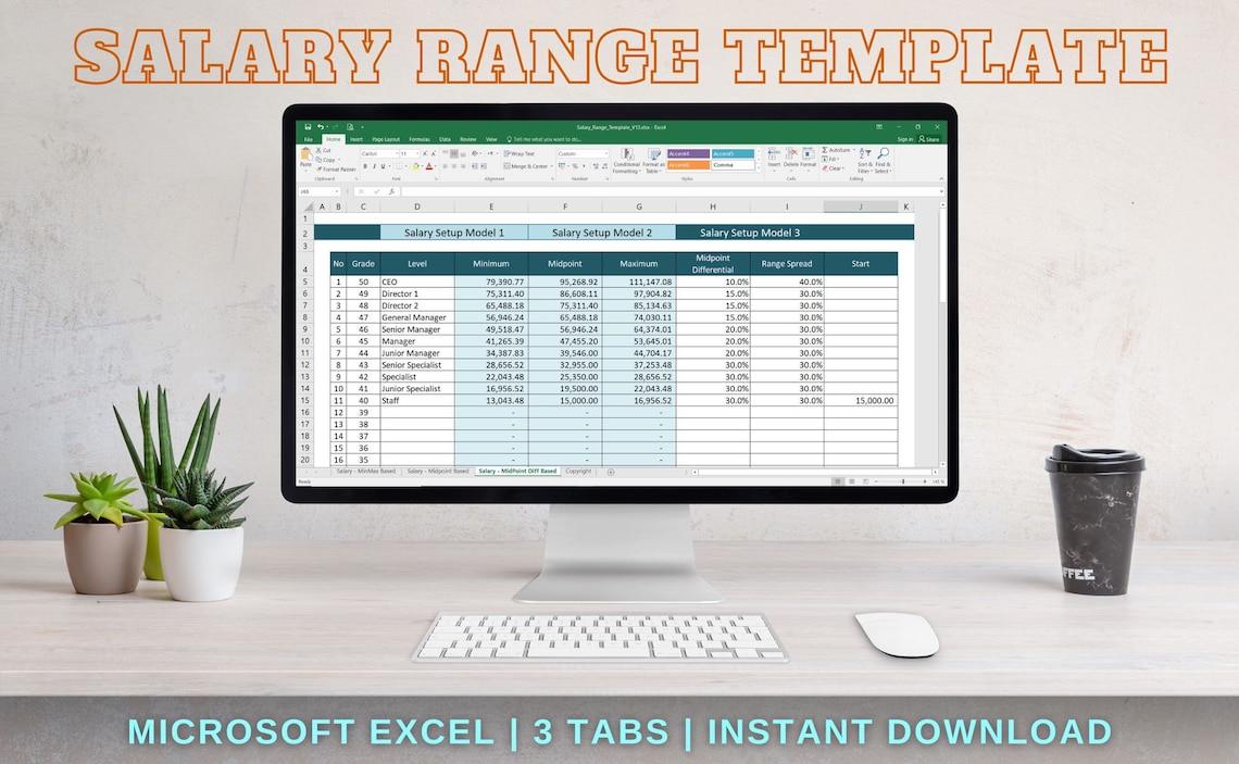 Salary Range Calculator Excel Template - Etsy