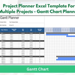 Project Planner Excel Template for Multiple Projects - Gantt Chart Planner - Etsy Canada