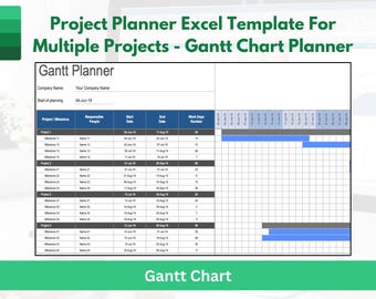Project Planner Excel Template With Subprojects - Gantt Chart Planner - Etsy