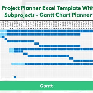 Project Planner Excel Template With Subprojects - Gantt Chart Planner - Etsy