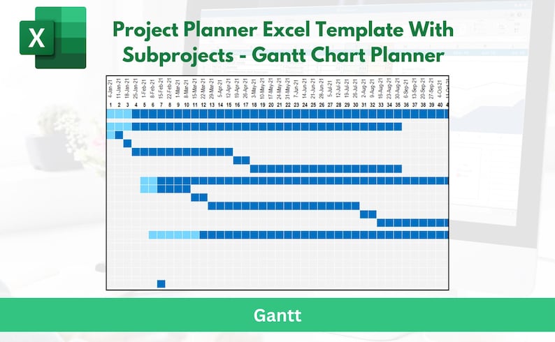Project Planner Excel Template With Subprojects - Gantt Chart Planner ...