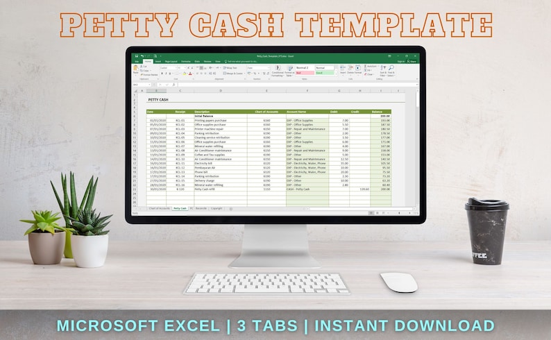 Petty Cash Accounting Excel Template - Etsy