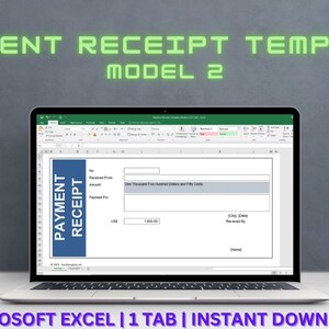 Payment Receipt Excel Template - Model 2 - Etsy