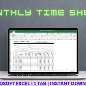 Monthly Employee Timesheet Tracking Excel Template - Etsy