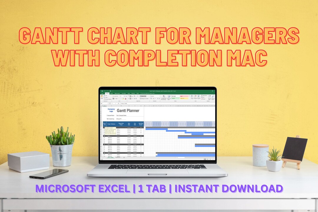 Project Management Excel Template for Managers Gantt Chart Planner With ...