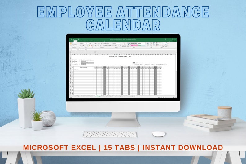 Employee Attendance Calendar & Attendance Tracker With Half - Etsy