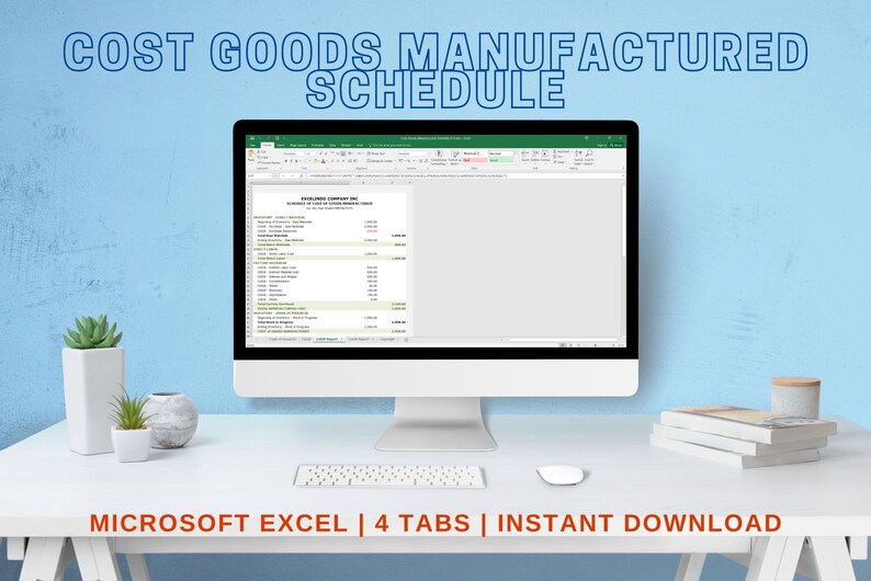 Cost of Goods Manufactured Schedule Excel Template - Etsy
