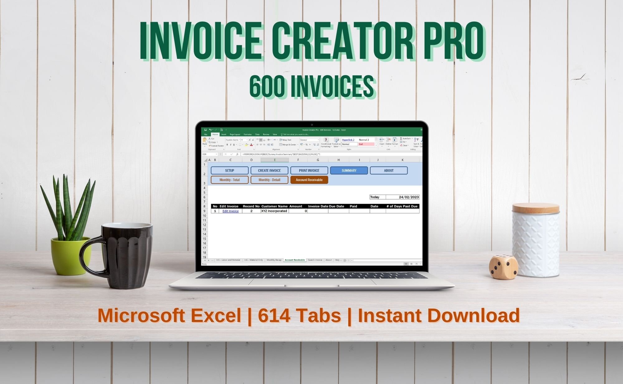 Invoice Creator & Tracking Excel Template - 600 Invoices - Etsy