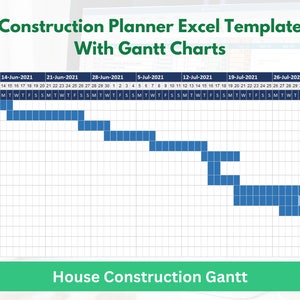 Construction Planner Excel Template With Gantt Charts - Etsy