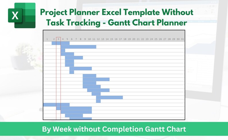 Project Planner Excel Template With Task Tracking - Gantt Chart Planner ...