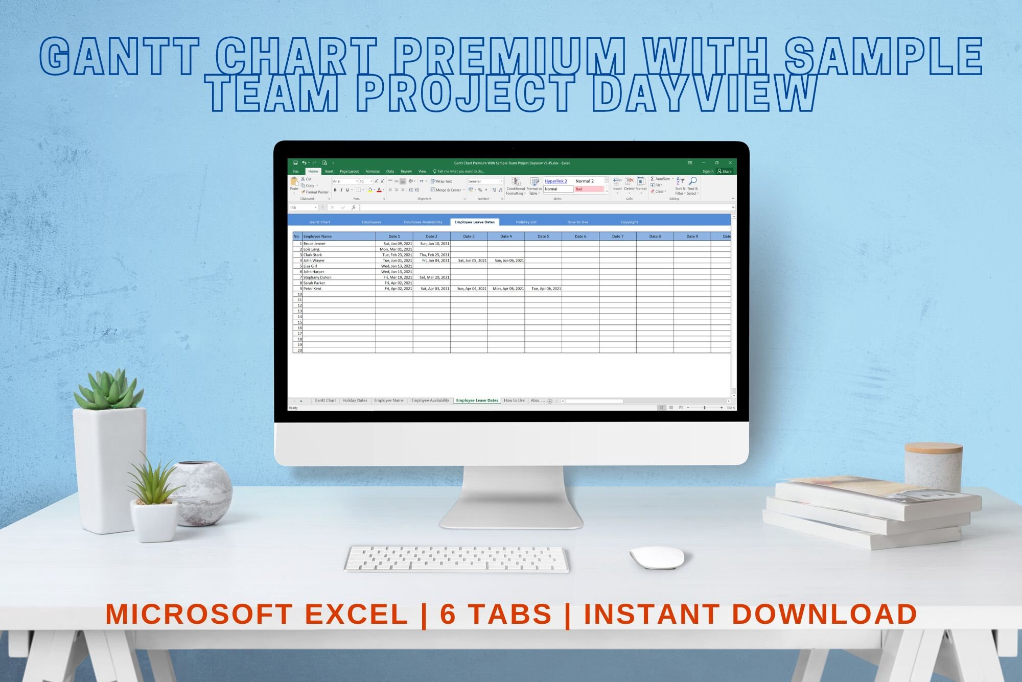 Daily Project Planner Excel Template With Gantt Chart PRO With Examples ...