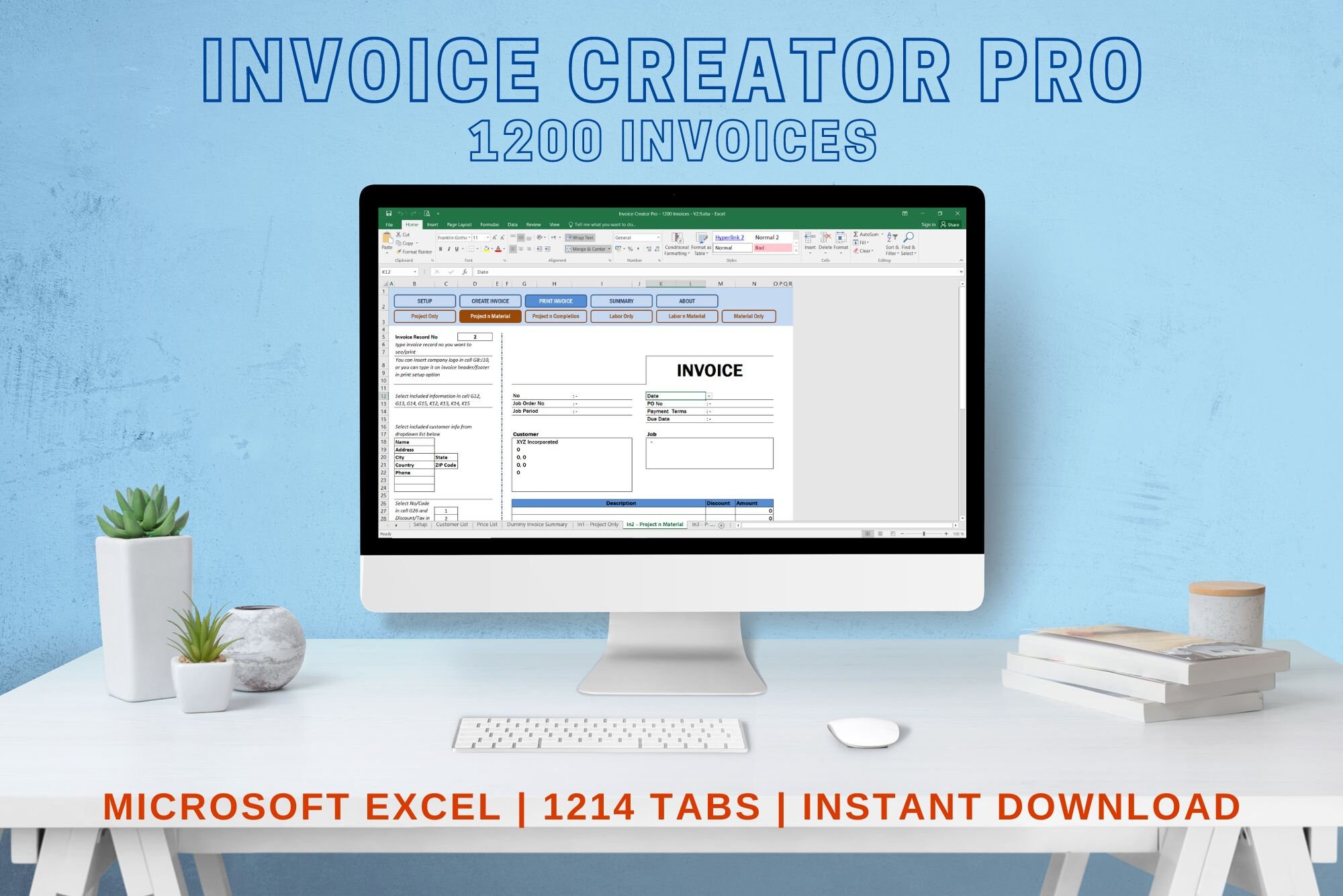 Invoice Creator & Tracking Excel Template 1,200 Invoices - Etsy