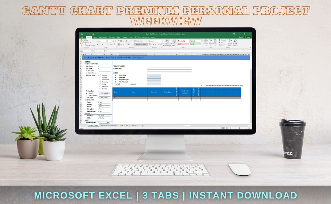 Weekly Project Planner Excel Template With Gantt Chart - PRO - Etsy