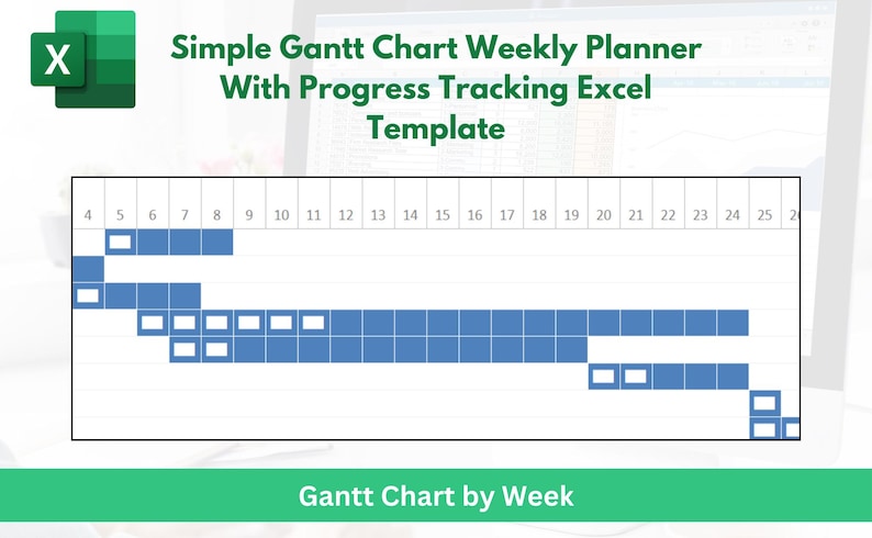 Simple Gantt Chart Weekly Planner With Progress Tracking Excel Template ...