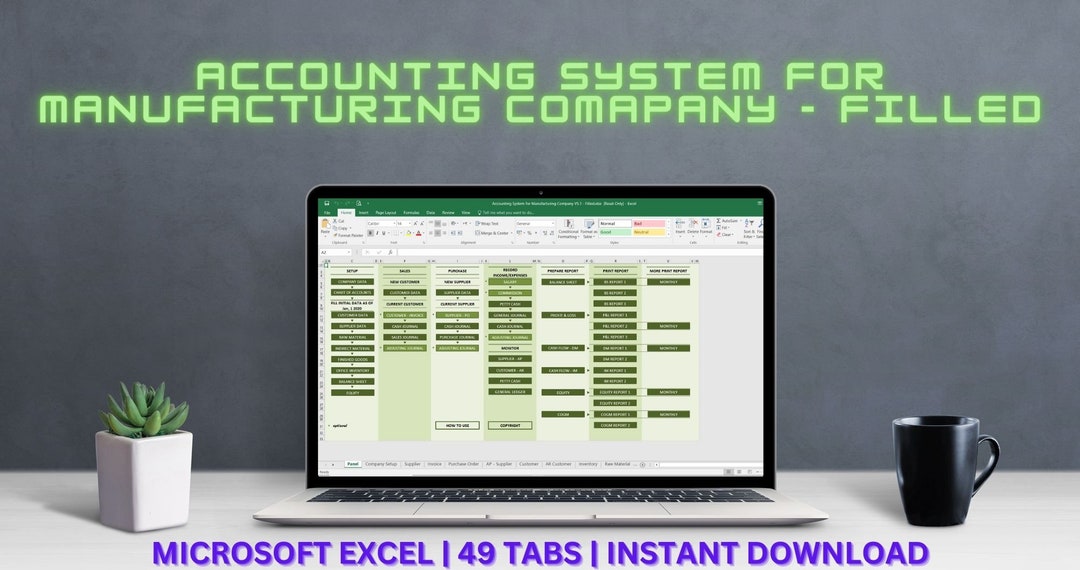 Accounting for Manufacturing Company - Excel Template With Examples - Etsy
