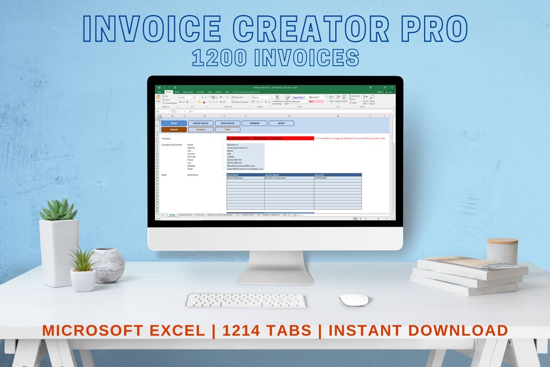 Invoice Creator & Tracking Excel Template - 1,200 Invoices - Etsy