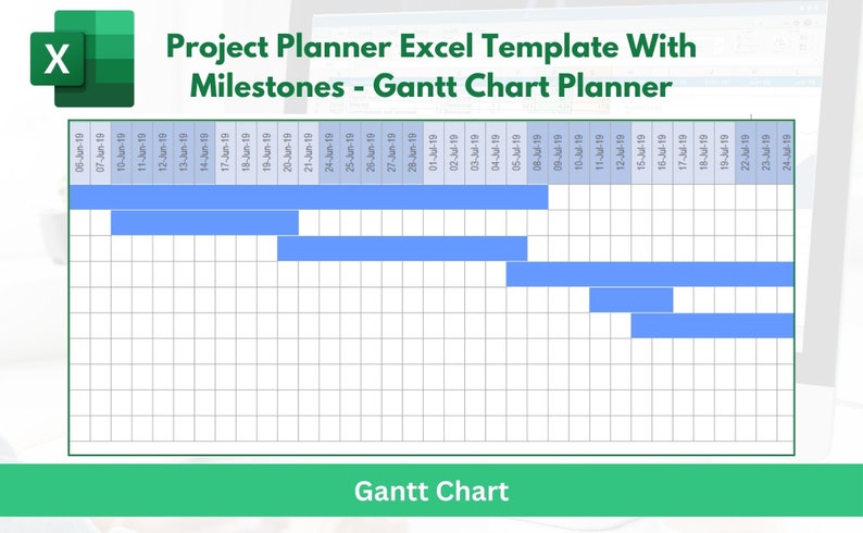 Project Planner Excel Template With Milestones - Gantt Chart Planner - Etsy