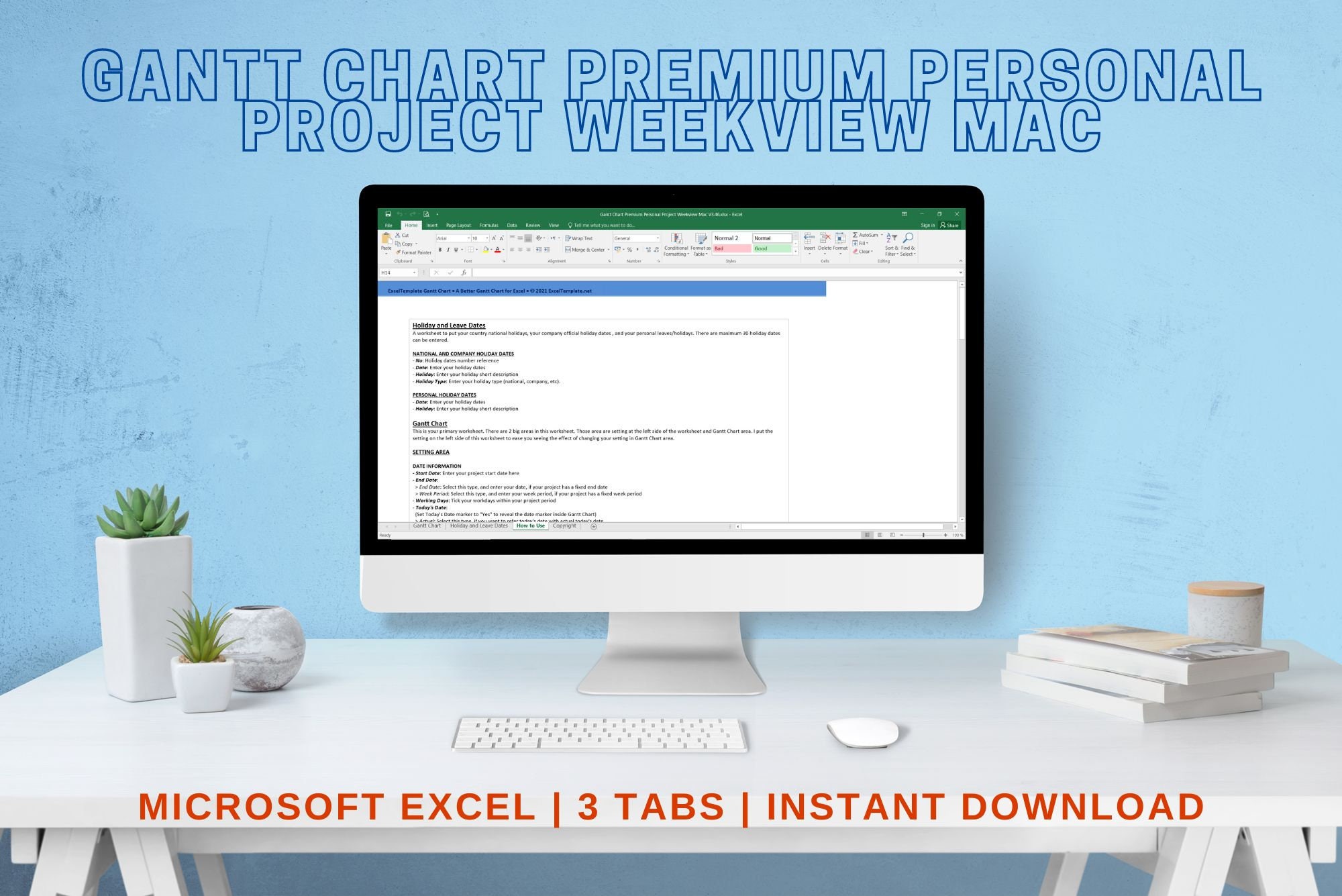Weekly Project Planner Excel Template With Gantt Chart for Mac - PRO - Etsy