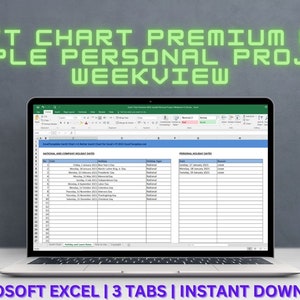 Weekly Project Planner Excel Template With Gantt Chart With Examples - Etsy