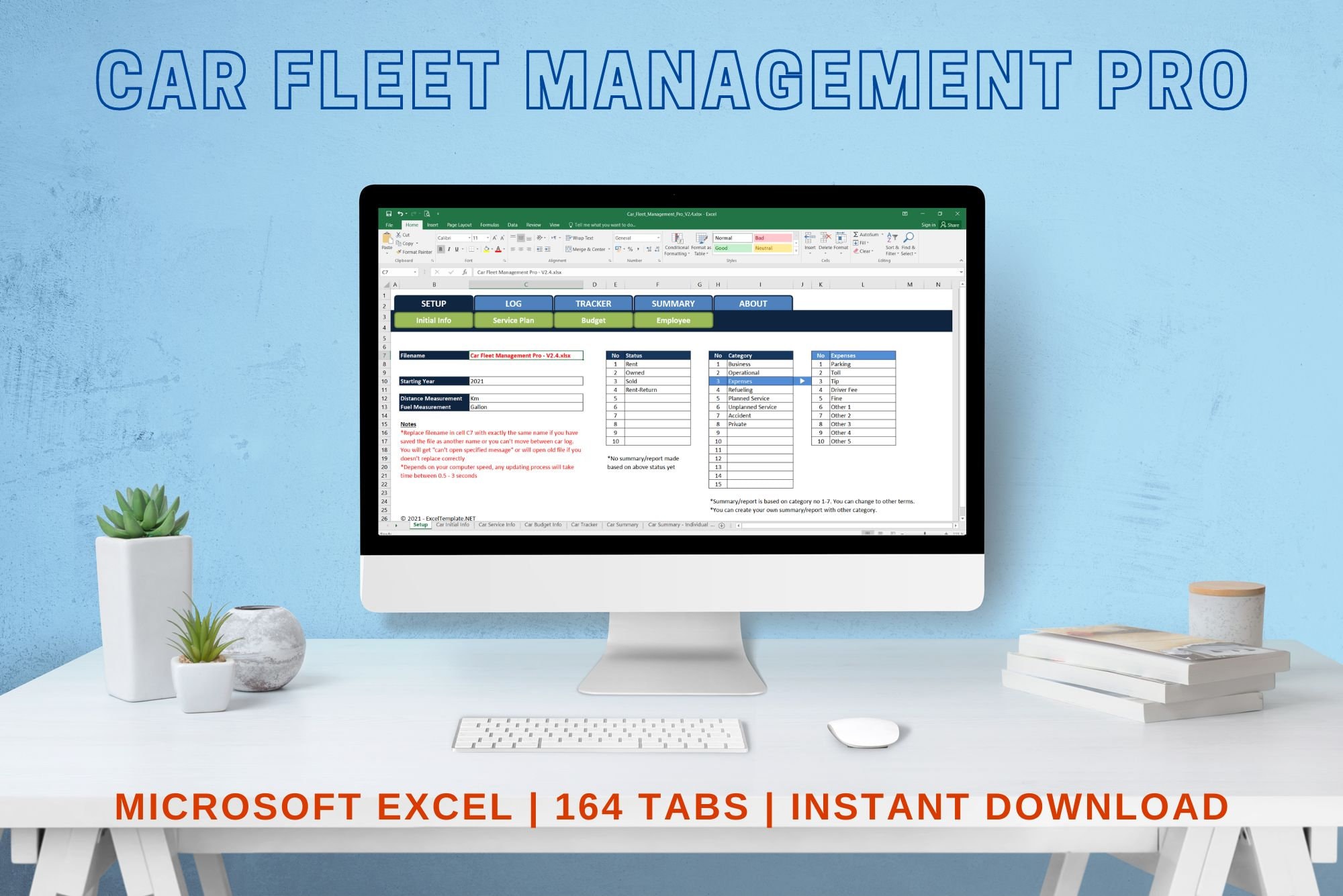 Car Fleet Business Management Excel Template - Etsy