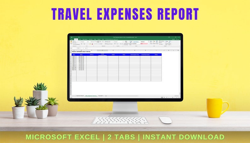 Travel Expense Report & Expense Log Excel Template - Etsy