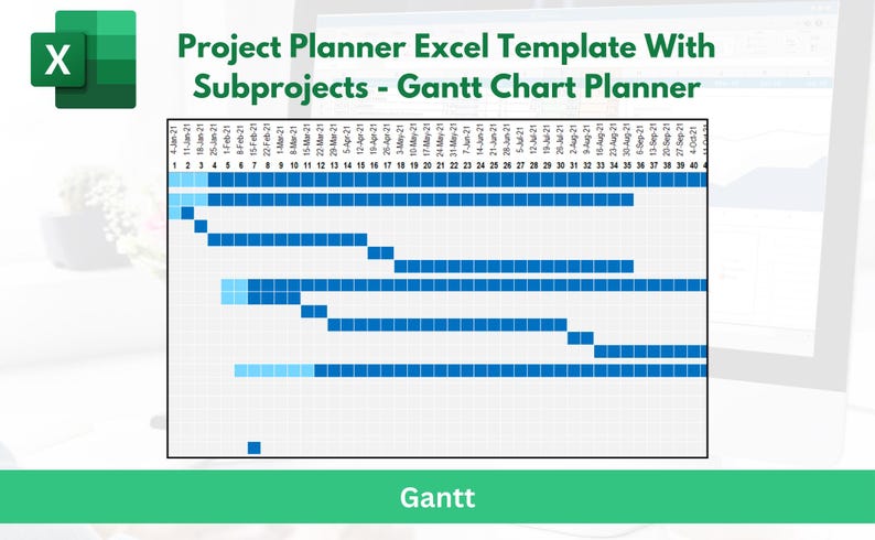 Project Planner Excel Template With Subprojects - Gantt Chart Planner ...