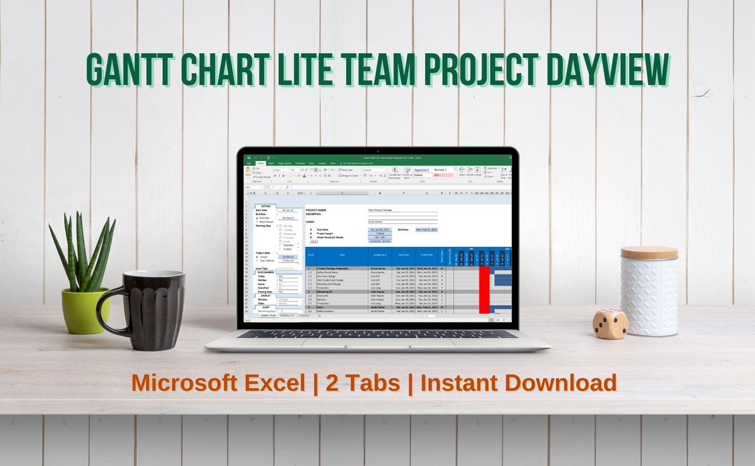 Daily Team Project Planner Excel Template With Gantt Charts - Etsy