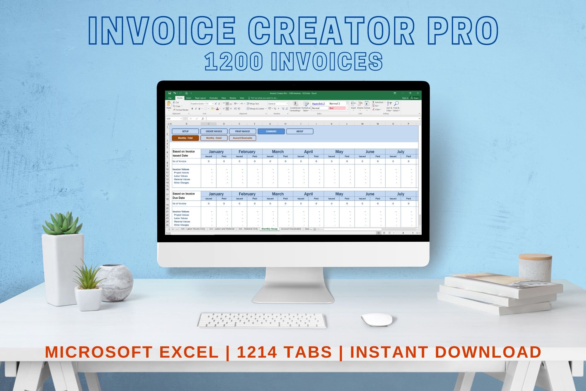 Invoice Creator & Tracking Excel Template 1,200 Invoices - Etsy