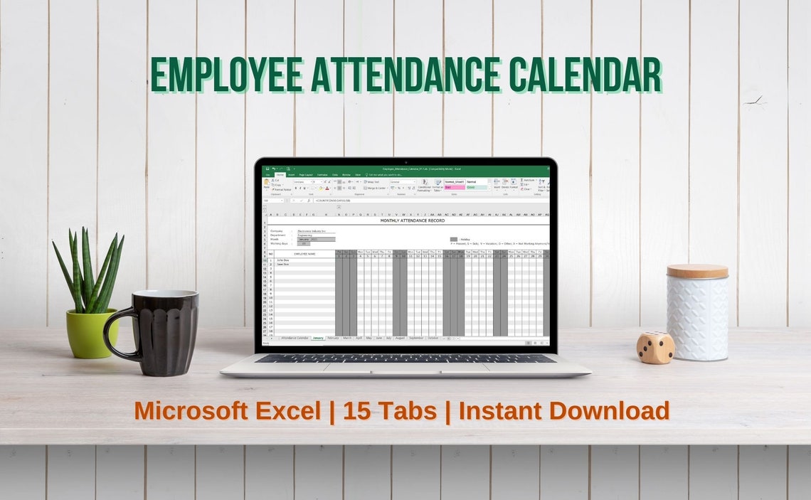 Employee Attendance Calendar & Attendance Tracker With Time off ...
