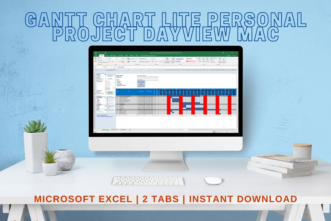 Project Planner Excel Template With Gantt Chart for Mac - Etsy