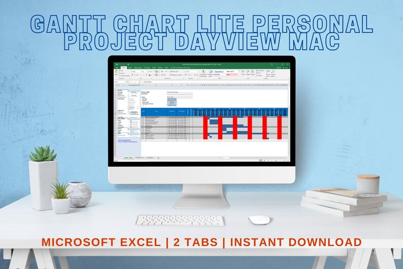 Project Planner Excel Template With Gantt Chart for Mac - Etsy