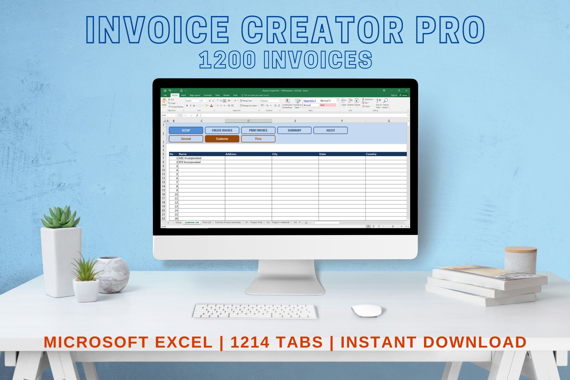 Invoice Creator & Tracking Excel Template 1,200 Invoices - Etsy