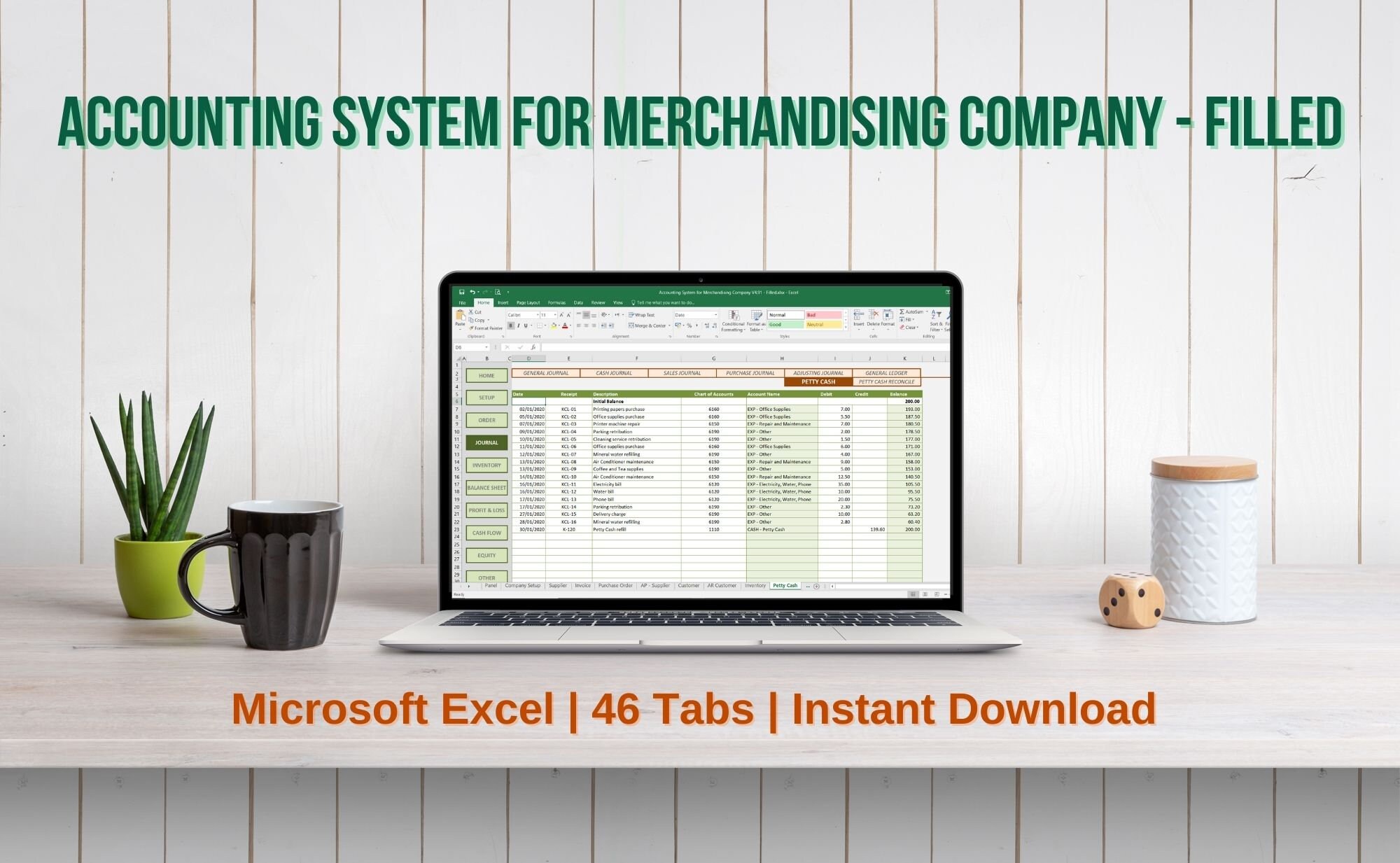 Double Entry Accounting Template - Excel Template With Examples - Etsy