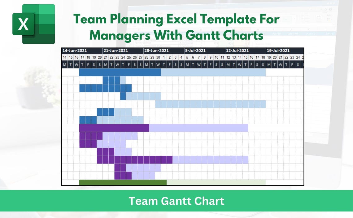 Team Planning Excel Template for Managers With Gantt Charts - Etsy