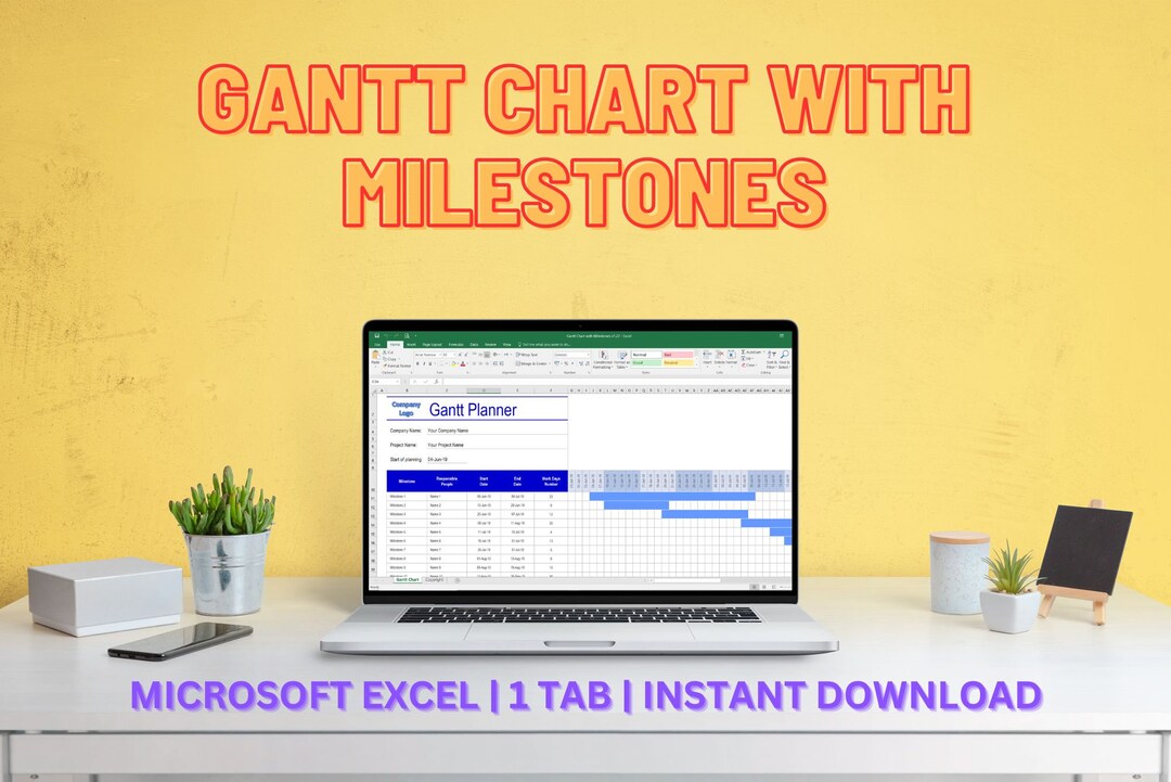 Project Planner Excel Template With Milestones Gantt Chart Planner - Etsy