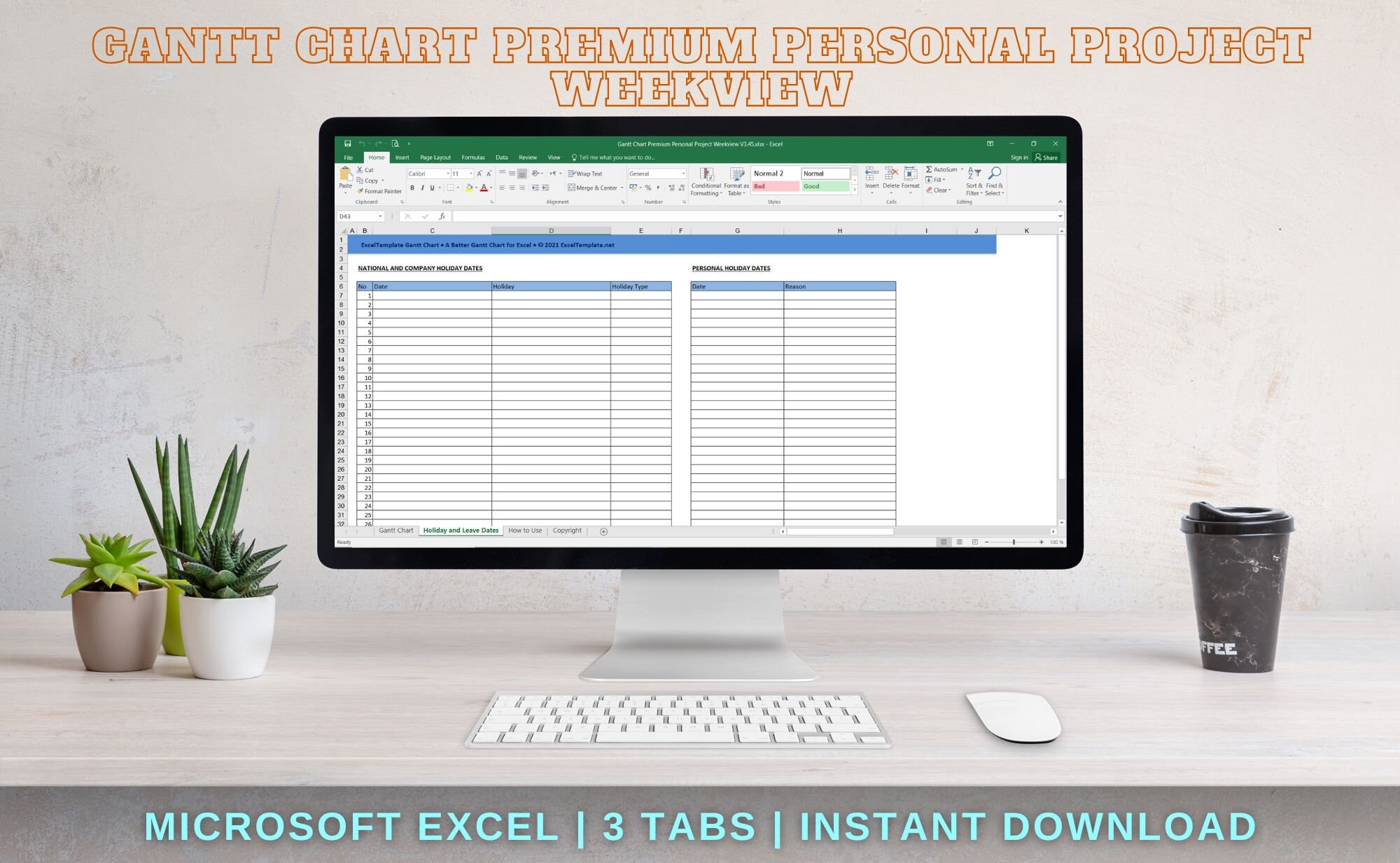 Weekly Project Planner Excel Template With Gantt Chart PRO - Etsy