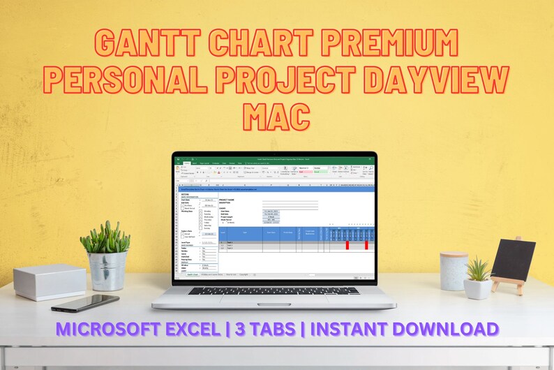 Project Planner Excel Template With Gantt Chart for Mac - PRO - Etsy UK