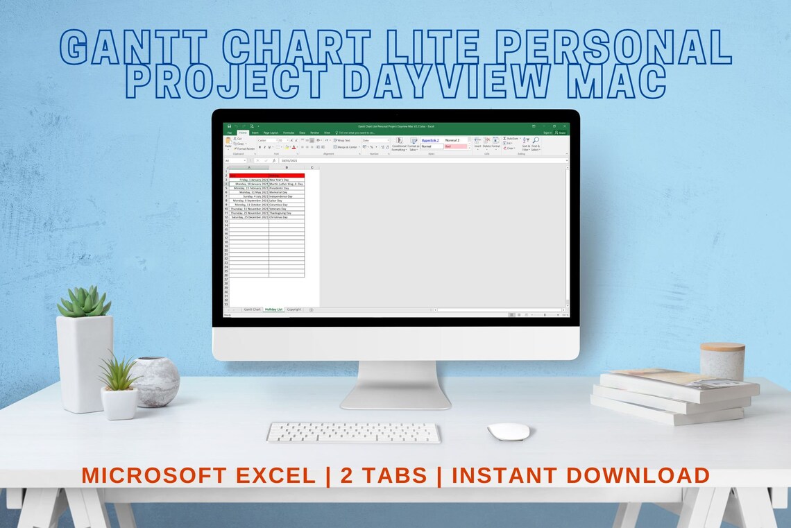 Project Planner Excel Template With Gantt Chart for Mac - Etsy