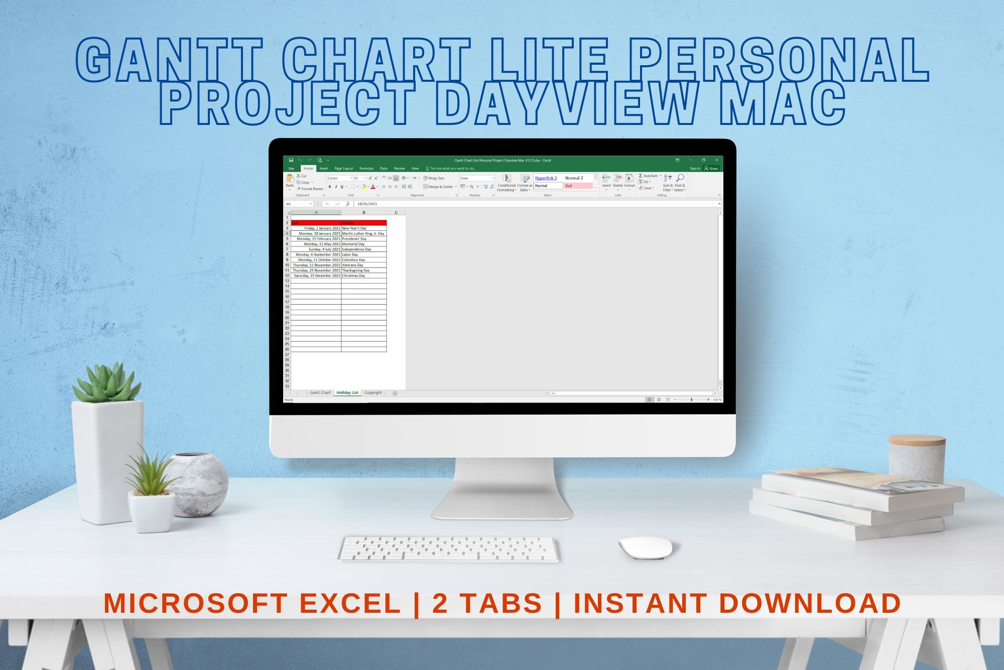 Project Planner Excel Template With Gantt Chart for Mac - Etsy
