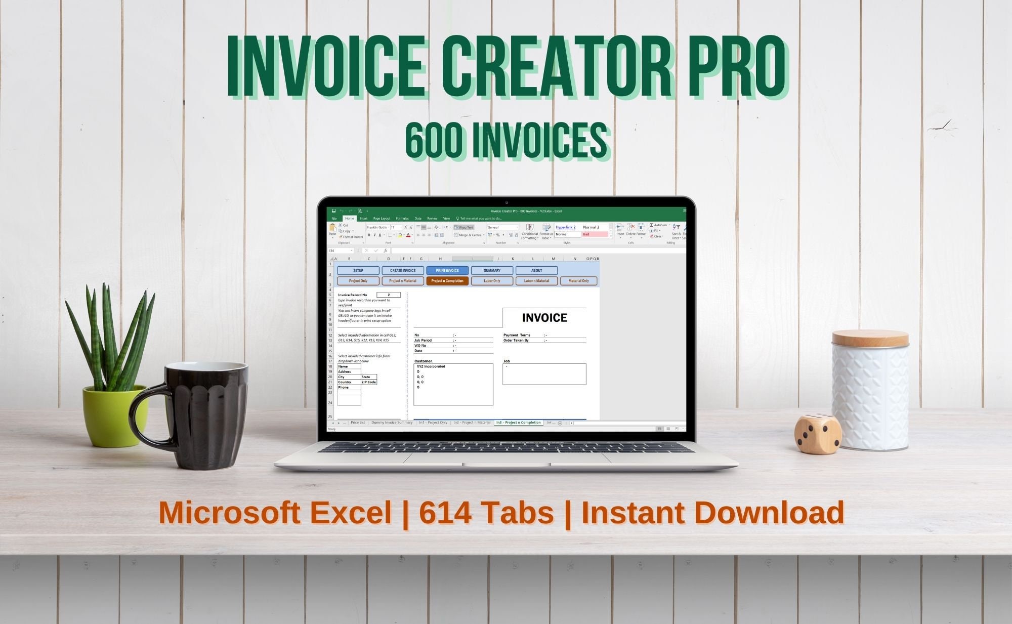 Invoice Creator & Tracking Excel Template 600 Invoices - Etsy