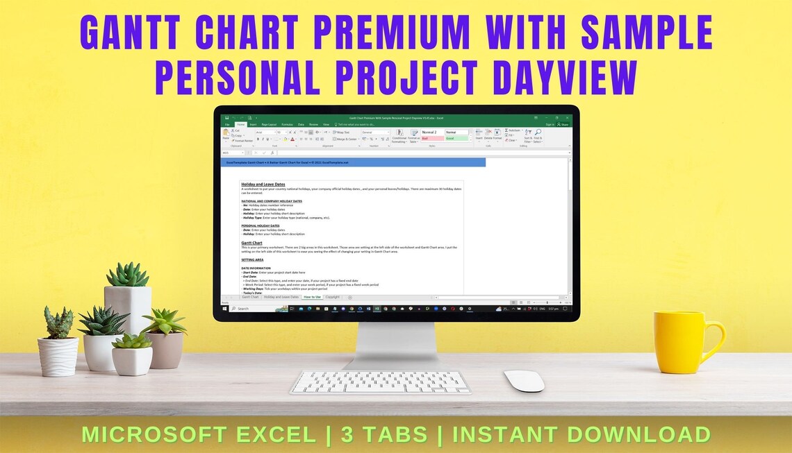 Daily Project Planner Excel Template With Gantt Chart - With Examples ...