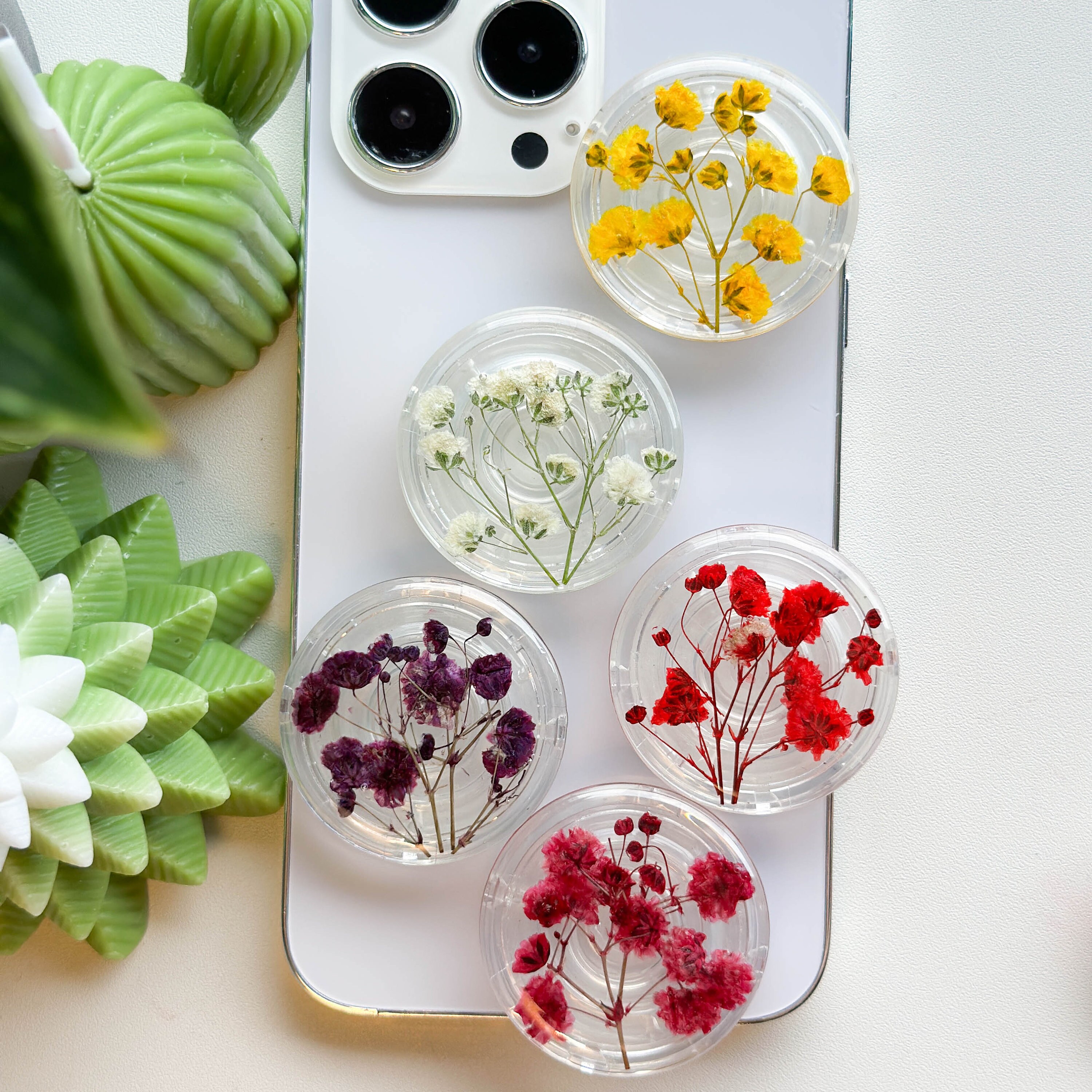 Real Babys Breath Flower Phone Grip Holder Handmade - Etsy