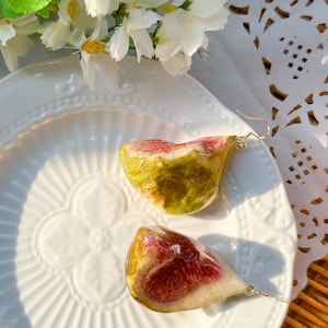 Real Fig Earrings, Pressed Fig Earrings, Dried Fig Fruit Earrrings ...