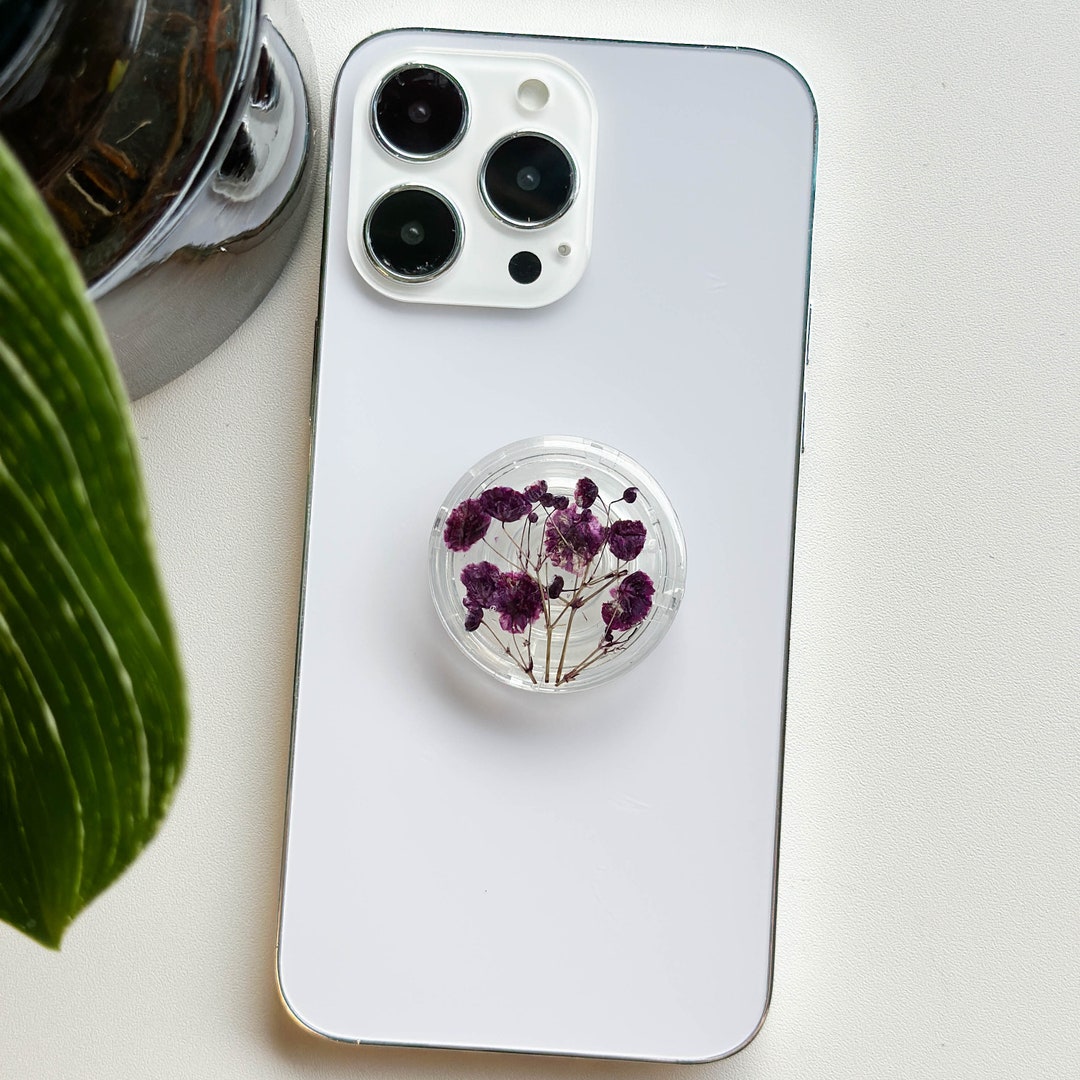 Real Baby‘s Breath Flower Phone Grip Holder, Handmade Gypsophila ...