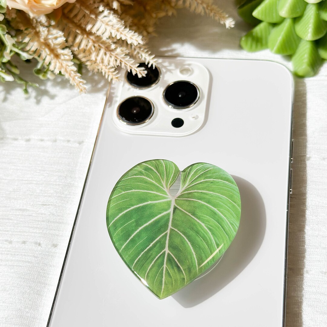 Monstera Leaf Phone Grip Holder, Handmade Resin Leaf Phone Stand, Green ...