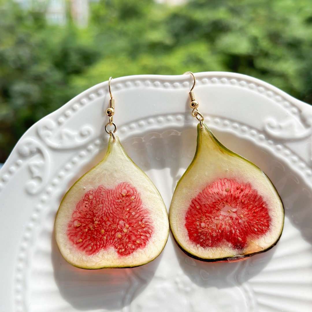 Real Fig Earrings, Pressed Fig Earrings, Dried Fig Fruit Earrrings ...