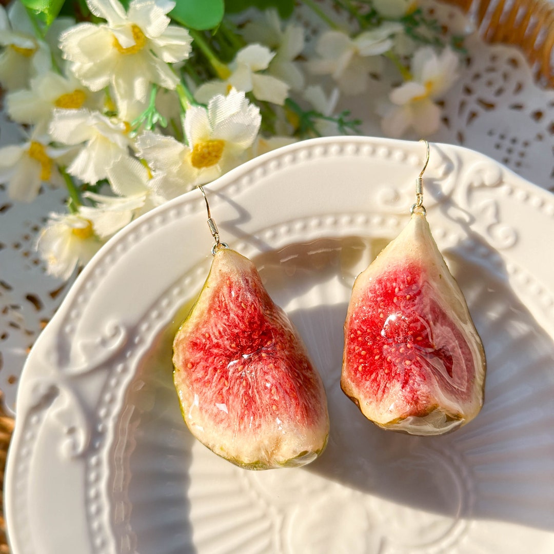 Real Fig Earrings, Pressed Fig Earrings, Dried Fig Fruit Earrrings ...