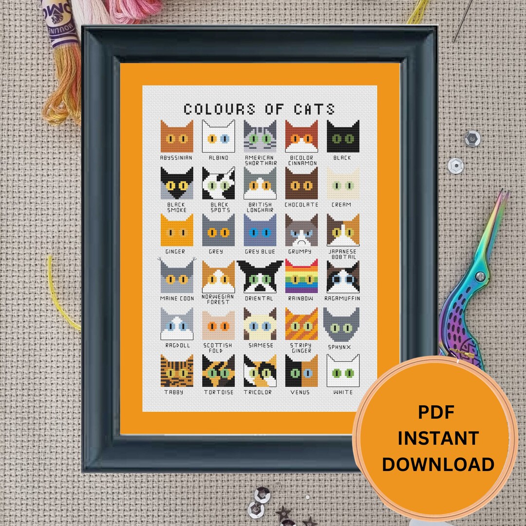 Colours of Cats Mini Cats Counted Cross Stitching Instant - Etsy
