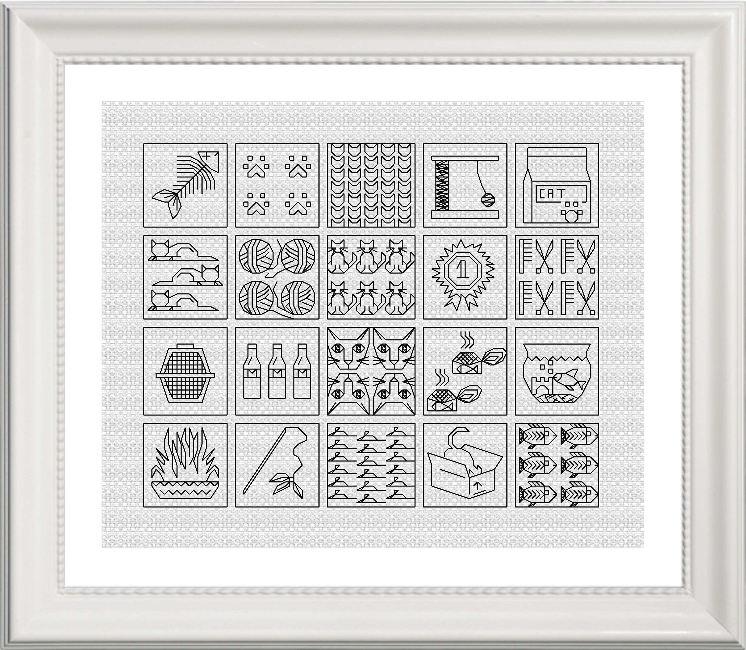 Blackwork Embroidery Pattern -all About Cats - Blackwork Pattern of Cat ...