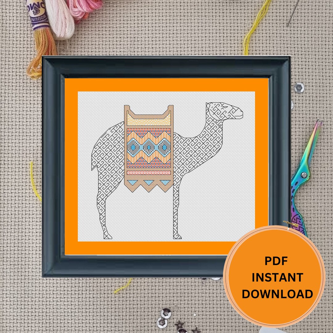 Blackwork Embroidery Pattern -egypt Camel - Unique Blackwork Pattern of ...